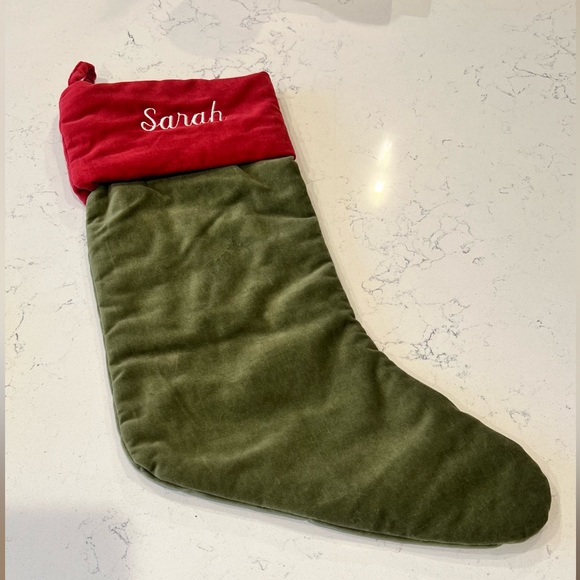 Pottery Barn | Other | Pottery Barn Classic Velvet Stocking Green With ...